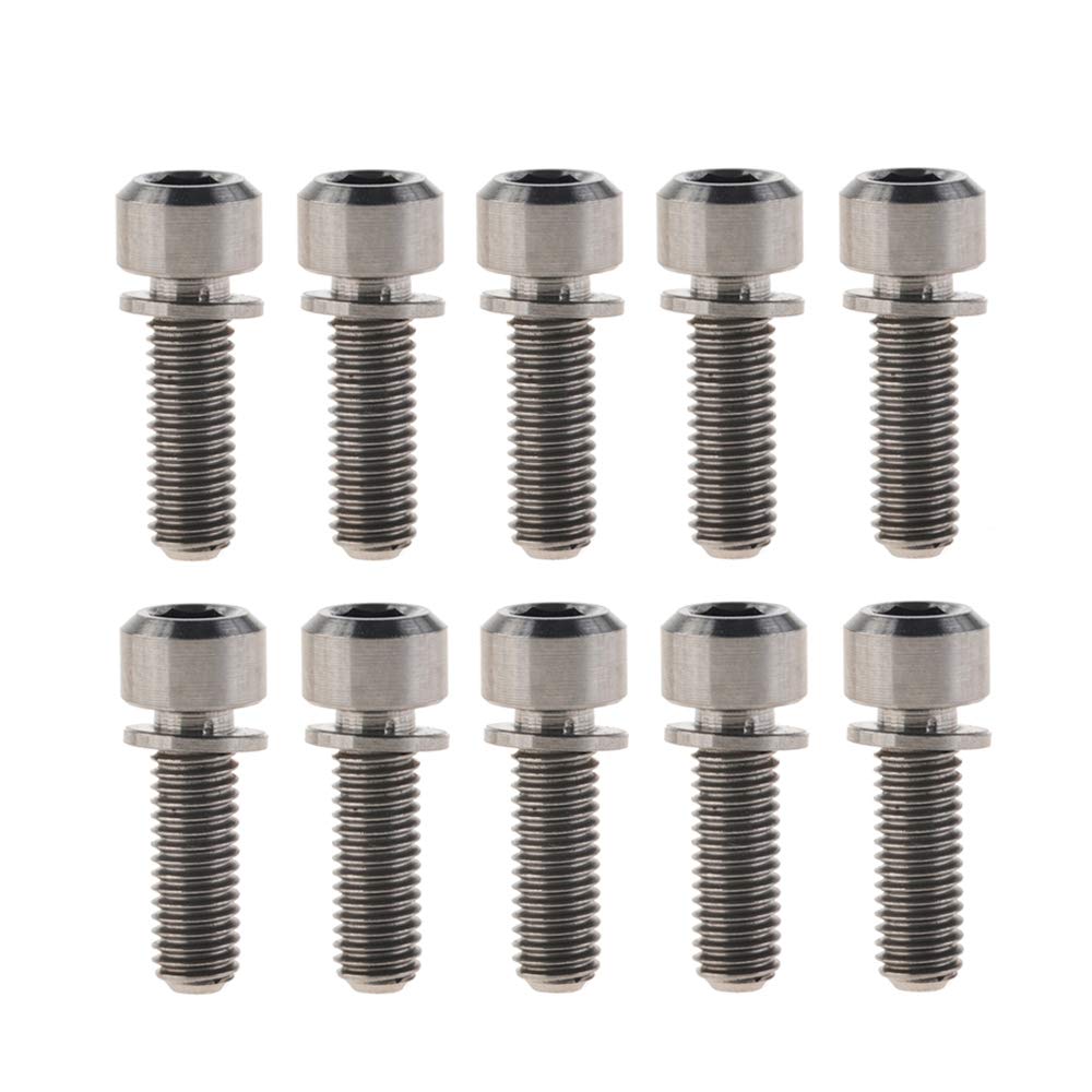 Yaruijia Titanium Bolt for Bike Stem M5x16/18/20mm Socket Cap Head Screws with Washer Pack of 10 (M5x16mm, Titanium)