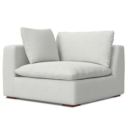 SIMPLIHOME Jasmine 3-Seater Modular Sofa in Velvety Chenille Polyester-Blend Performance Fabric, Cloud Grey, 125-inches Wide, Handcrafted Contemporary-Style Couch for Living Room