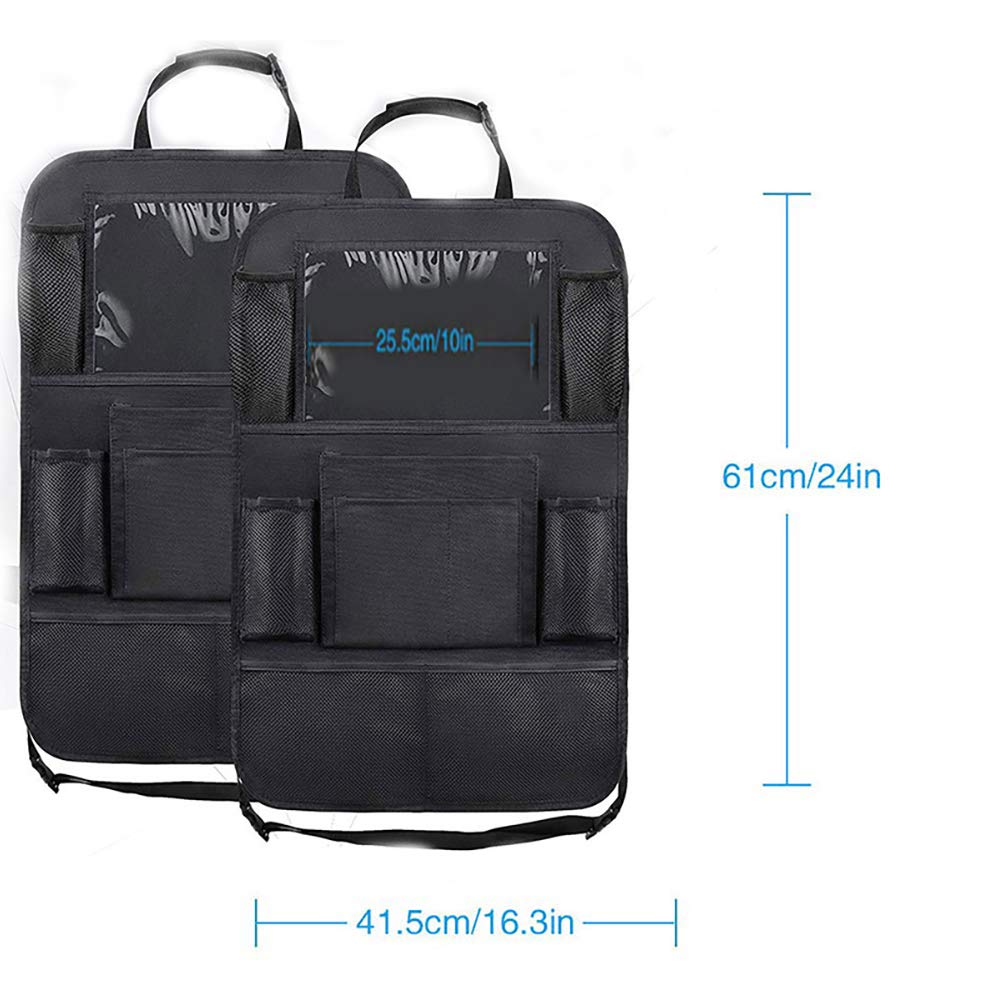 Car Backseat Organizer Kick Mat, Car Seat Back Protectors with Touch Screen Tablet Holder + 9 Storage Pockets Back seat Organizer for Kids