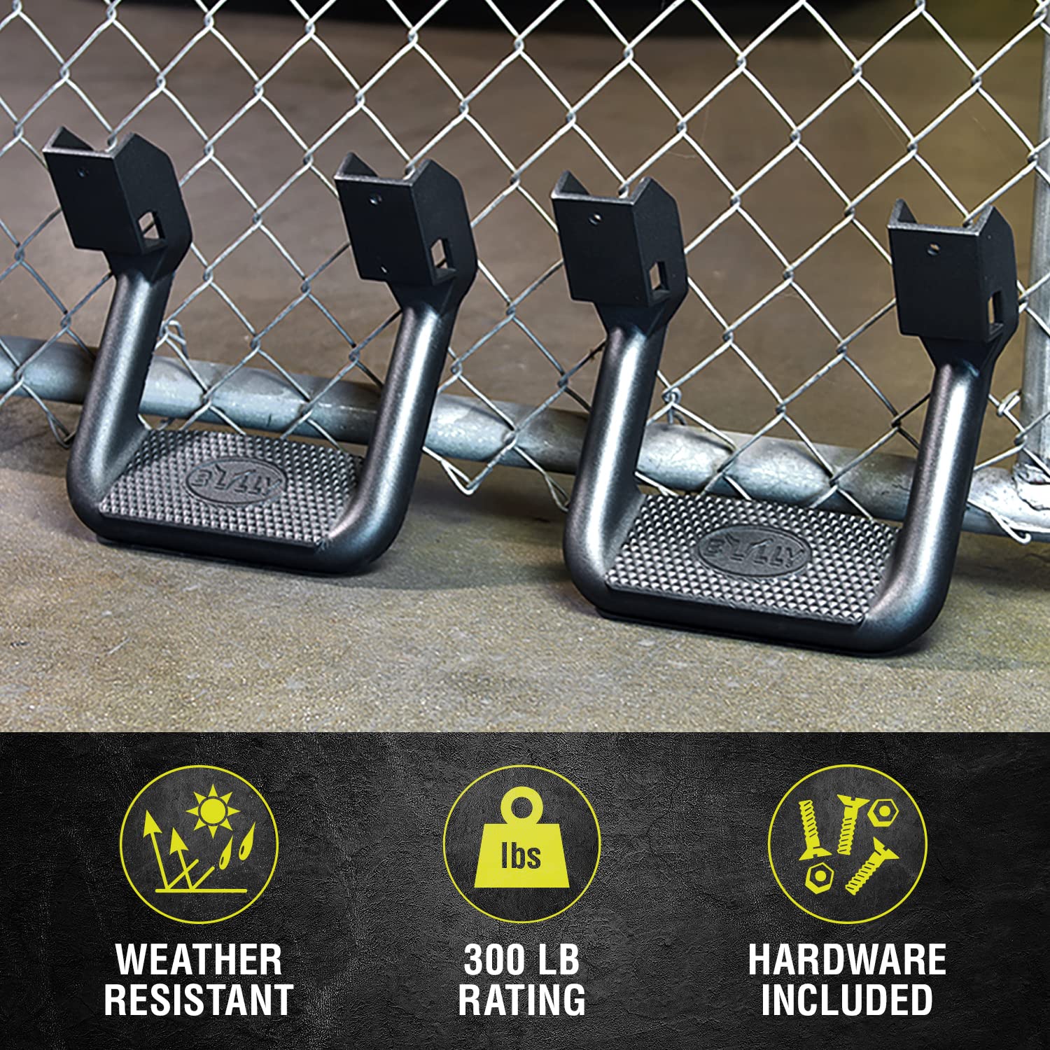 Bully BBS-1103 Truck Black Powder Coated Side Step Set, 2 Pieces (1 Pair), Includes Mounting Brackets - Fits Various Trucks from Chevy (Chevrolet), Ford, Toyota, GMC, Dodge RAM and Jeep