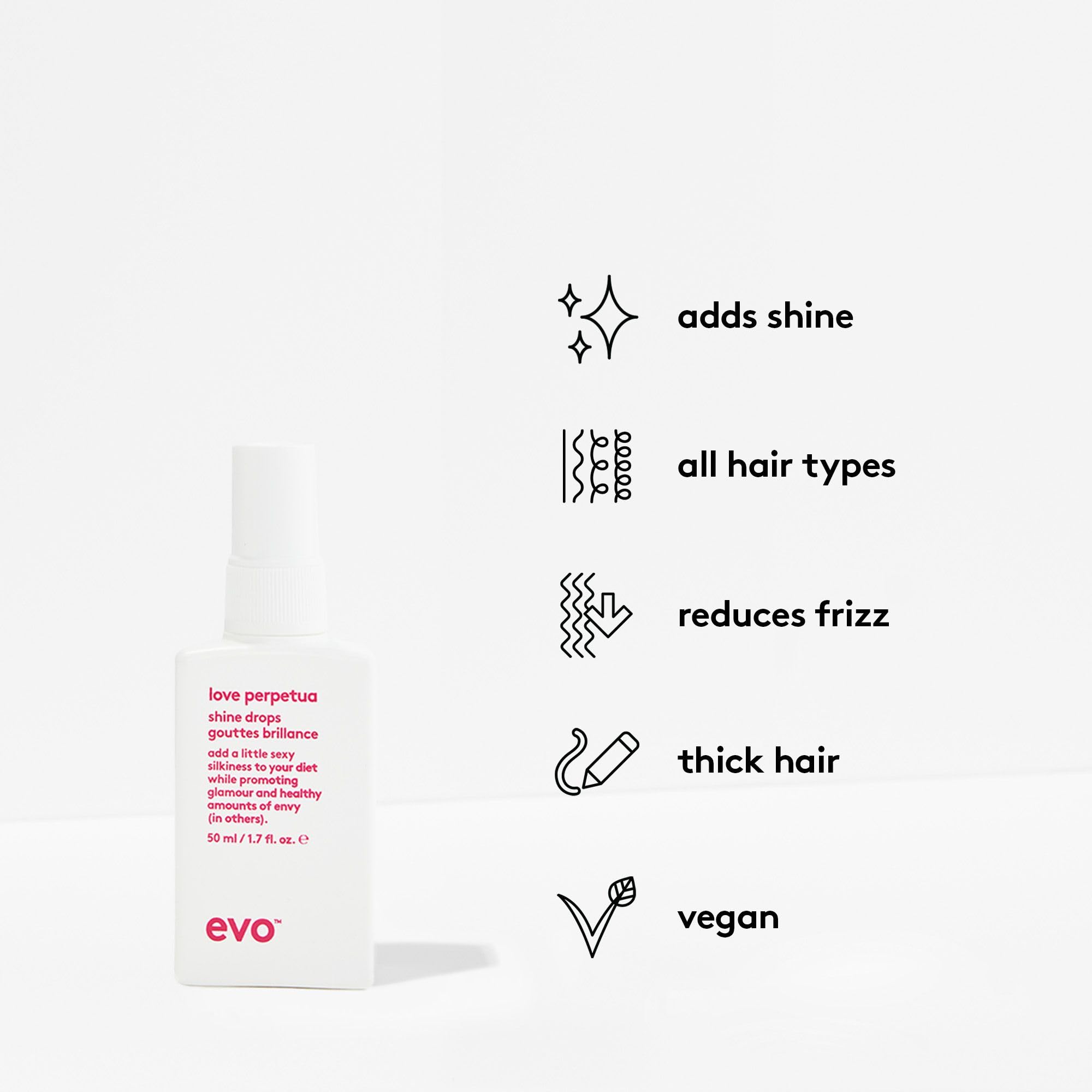 EVO Love Perpetua Shine Drop - Polishing Hair Gloss For All Hair Types - 50ml / 1.7fl.oz