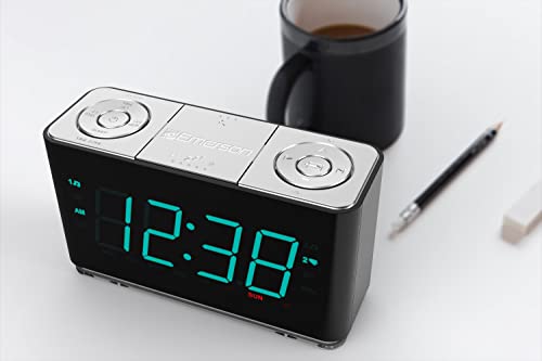 Emerson SmartSet Alarm Clock Radio with Bluetooth Speaker, Charging Station/Phone Chargers with USB port for iPhone/iPad/iPod/Android and Tablets, ER100301, Black