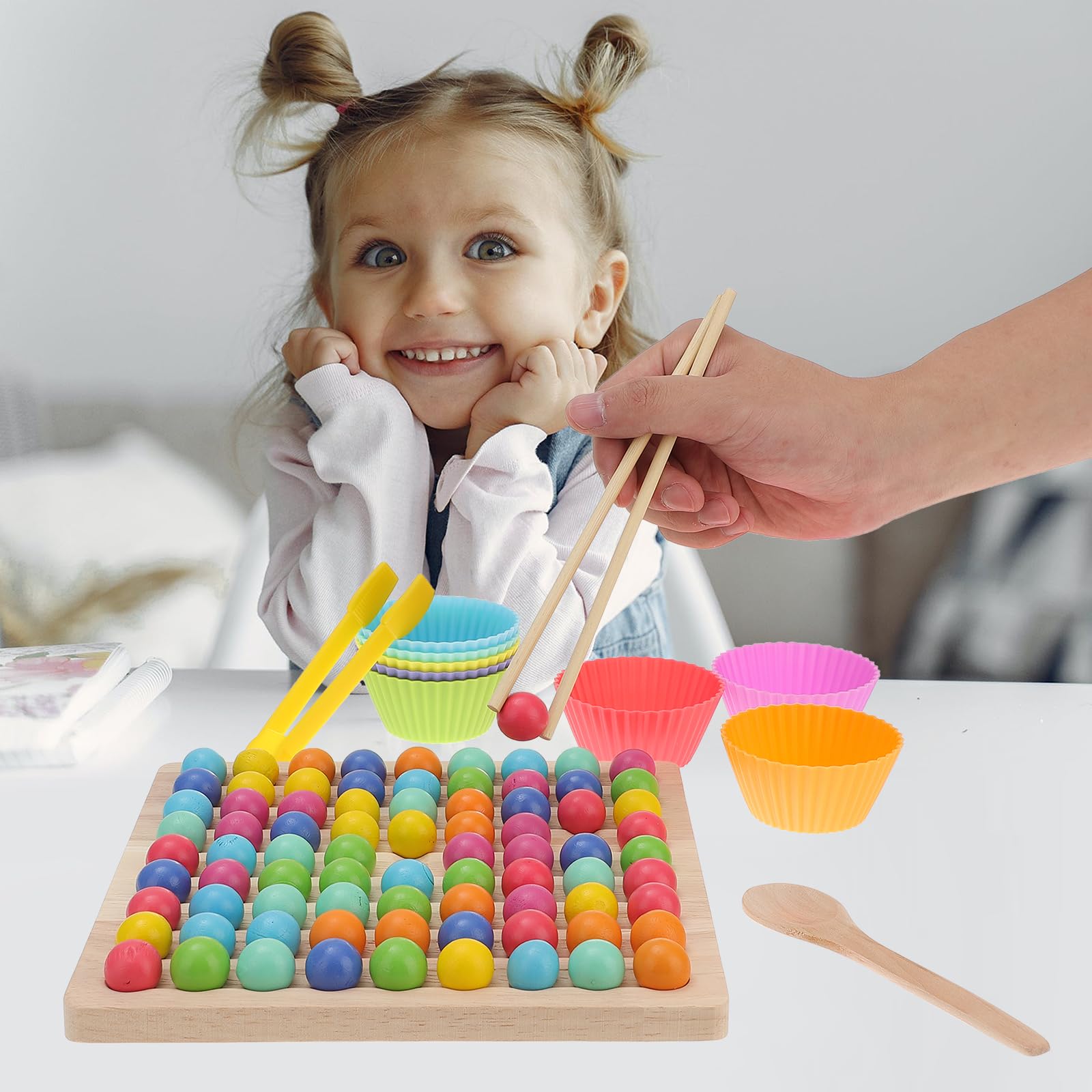 balacoo Bead Elimination Board Game for Adult Rainbow Ball Toy Wooden Toy