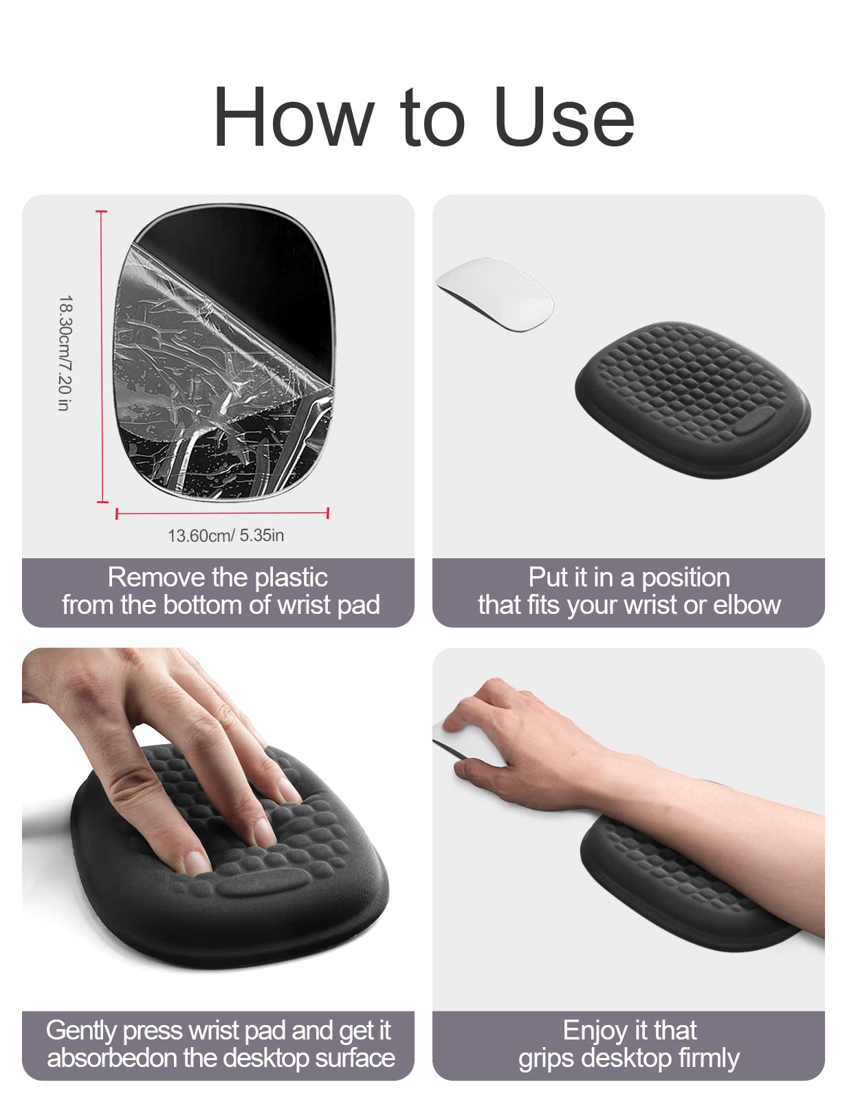 2pack Elbow Rest Pads for Desk, Ergonomic Arm Pad for Office Home Games, Memory Foam Rest Cushion Pad for Wrist, Arm & Elbow, Soft & Breathable, Non-Slip Silicone Base