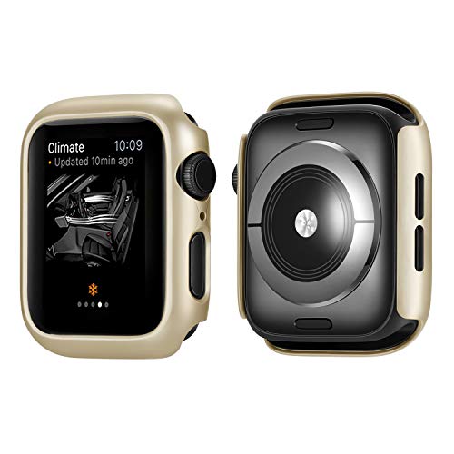 Leotop Compatible with Apple Watch Series 6 5 4 SE Case 44mm 40mm, Super Thin Bumper Protector PC Hard Cover Lightweight Slim Shockproof Accessories Matte Frame Compatible iWatch (Gold, 40mm)