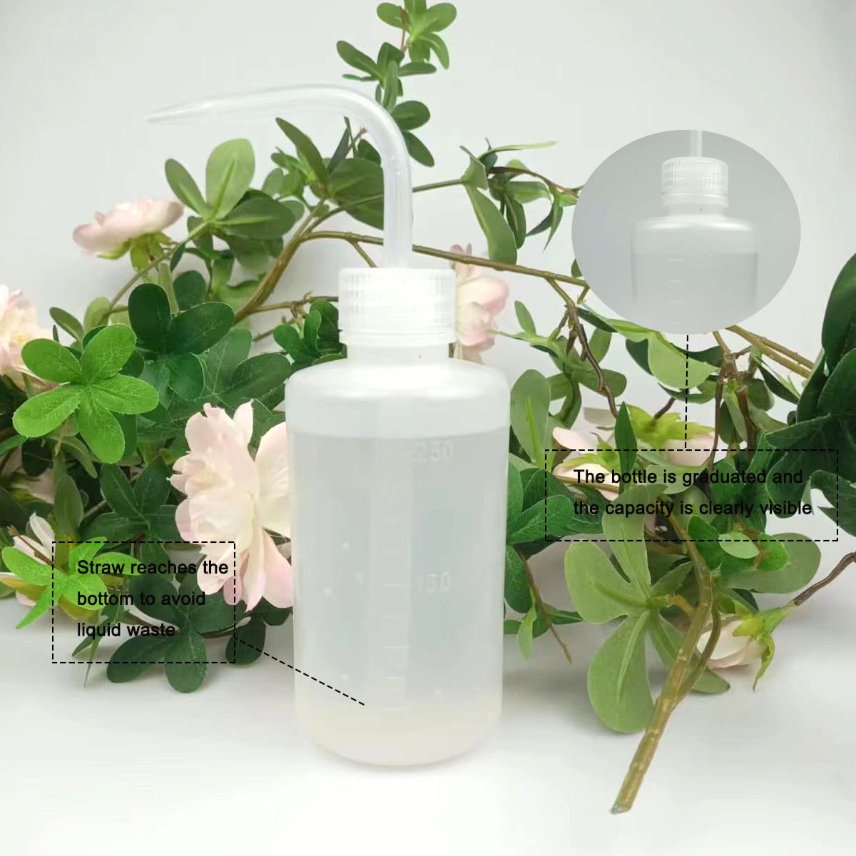 2Pcs 250ml 8.5oz Plastic Safety Wash Bottle,Narrow Mouth Squeeze Bottles for Tattoo Wash,Chemistry, Industry, Lab & Gardening-Black