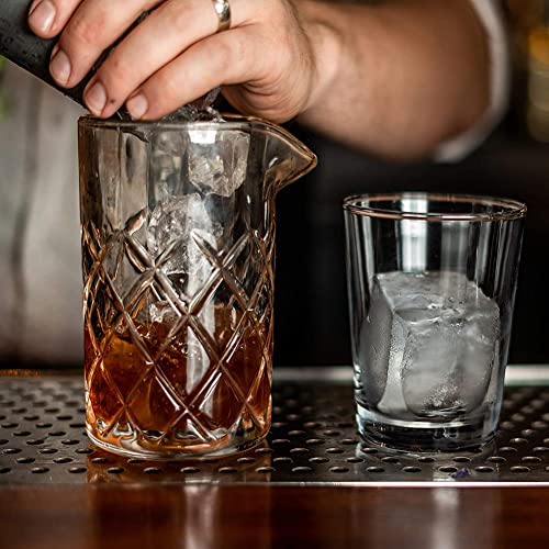 Cocktail Mixing Glass - Bar Mixing Pitcher for Stirring Drinks - 1/4-inch Thick Walls - 17-ounce, 2 Drink Capacity