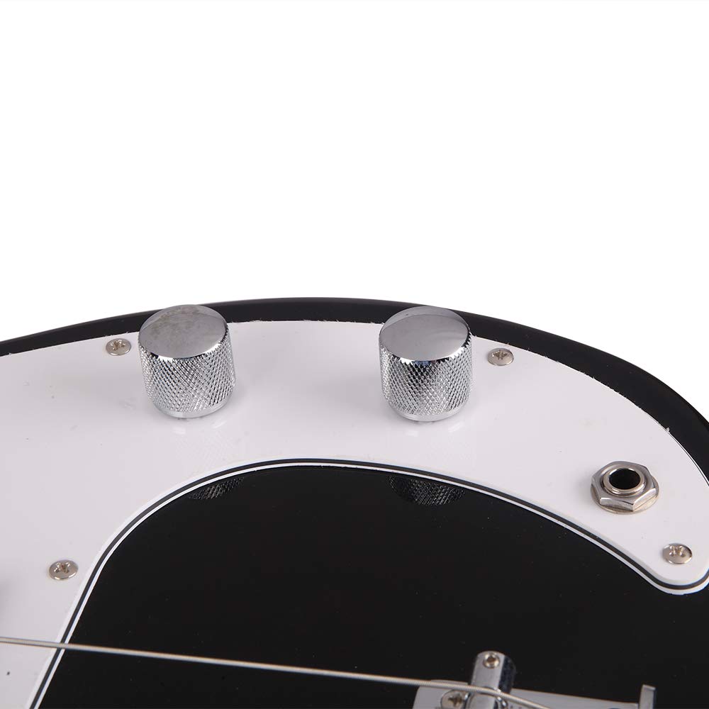 ATERI Full Size Electric Bass Guitar, Right Handed 4-String Electric Bass for Starter Beginner with AMP Wire and Accessories (Black)