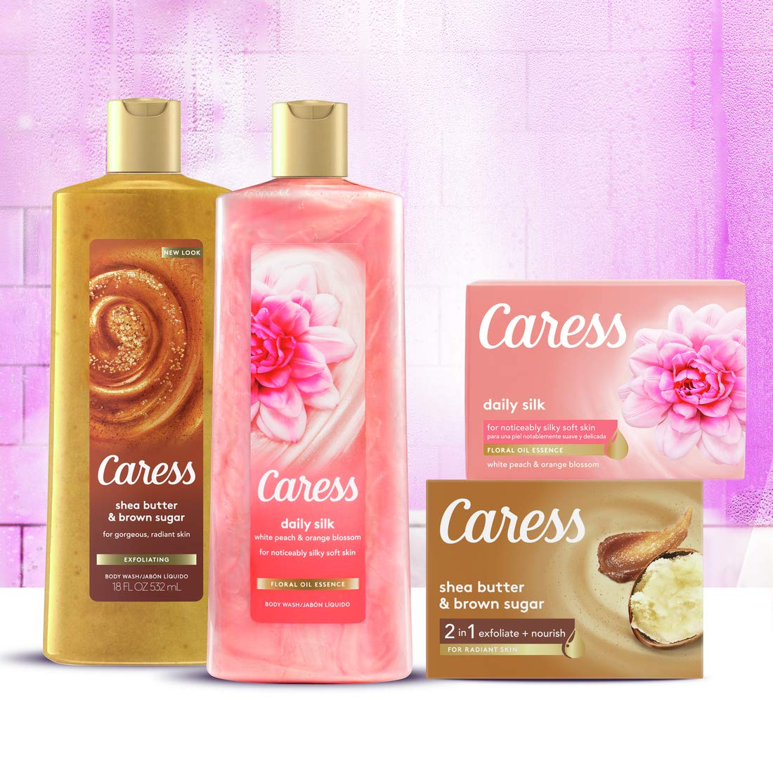 Caress Body Wash for Women, Daily Silk, 18 oz, 4 Count, softening