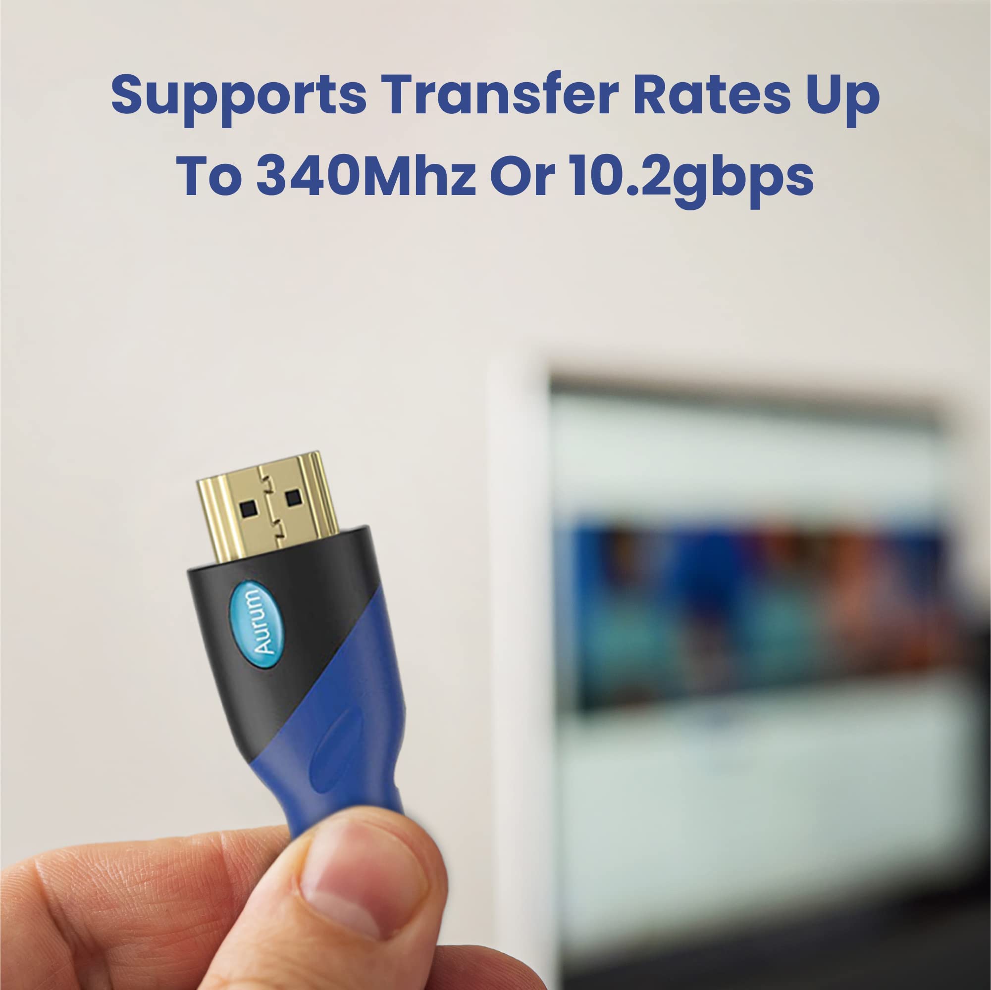 AURUM CABLES 20ft HDMI Cable 4K@60Hz Ultra HD, High Speed with Ethernet HDMI Cable Braided Nylon & Gold Connectors, ARC, CL3 Rated - Compatible with TV, PC, Monitor, Laptops, PS3, PS5, PS4