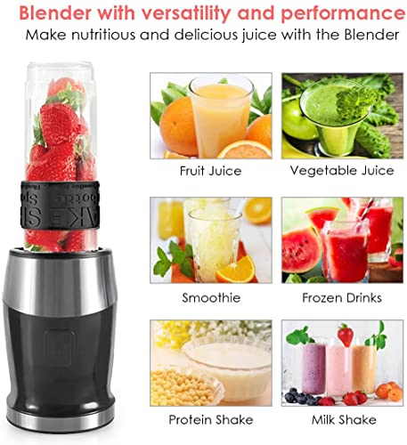 Blender and Food Processor Combo,Blender for Shakes and Smoothies Maker,700W Multifunctional Kitchen System for Mixer Blender/Chopper/Grinder with 19-oz Portable Bottle, Easy to Clean