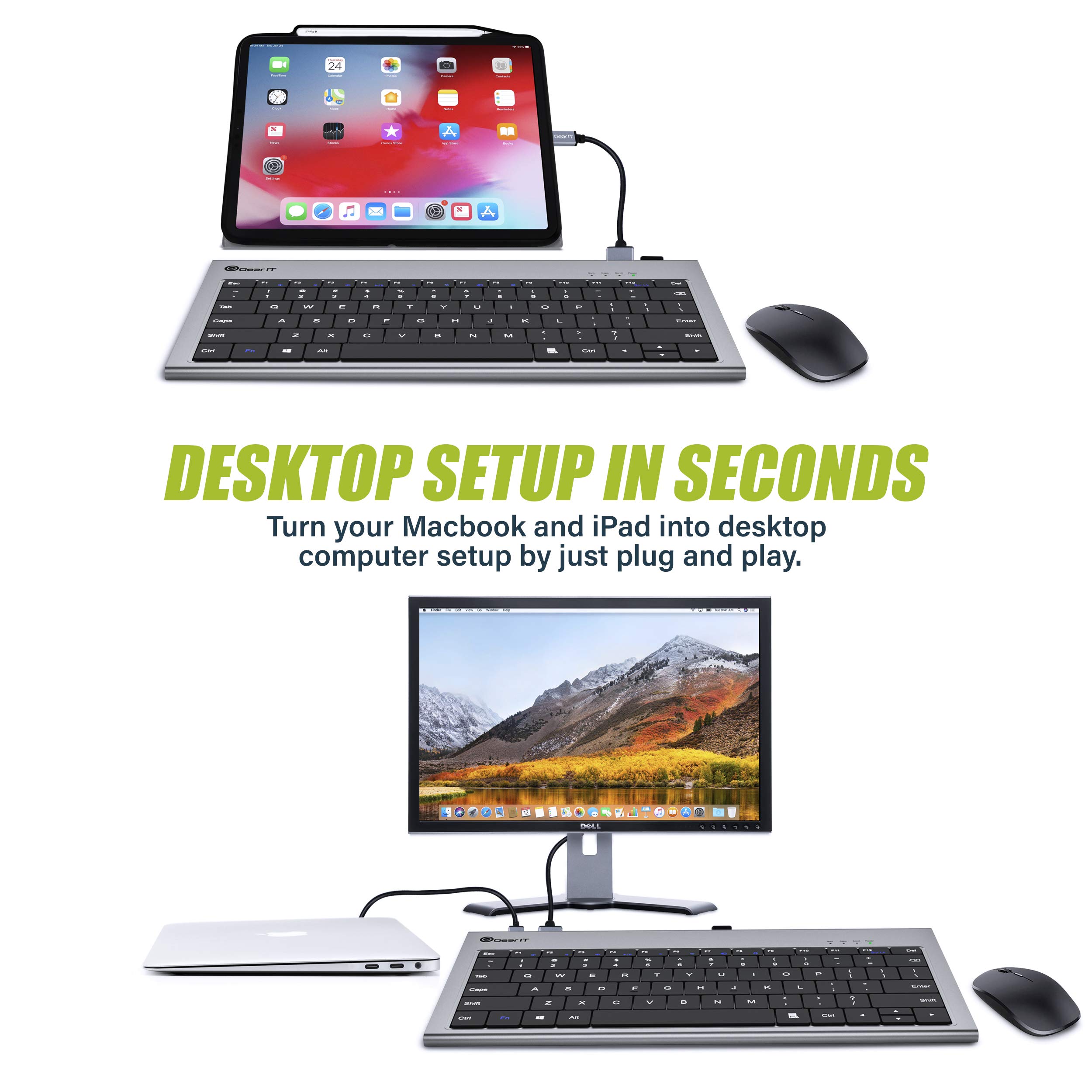 GearIT Keyboard 11-in-1 Hub Docking Station USB-C PD 100W | USB-C 3.1 | x3 USB-A 3.1 | HDMI 4K | SD and MicroSD 3.0 | VGA | RJ45 Ethernet | 3.5mm Audio