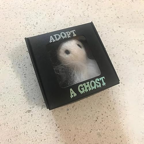 Adopt a Ghost - Spooky Plush Ghost Stuff with Tiny Scroll, Halloween Adopt a Ghost Figurine, Ghost Felt Doll Halloween Plush Toys, for Ghost Stories, Spooky Movies, Halloween Decoration (Set of 1)