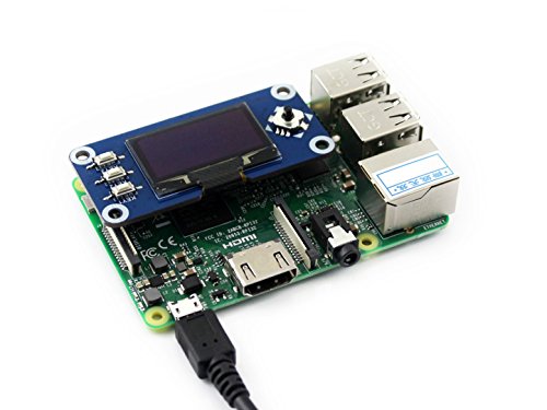 Waveshare 1.3inch OLED Display HAT for Raspberry Pi 128x64 Pixels with Embedded Controller Communicating via SPI or I2C Interface.