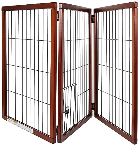 Carlson Pet Products Design Paw Extra Tall 62-Inch Super Wide 3 Panel Premium Wooden Pet Gate,Brown