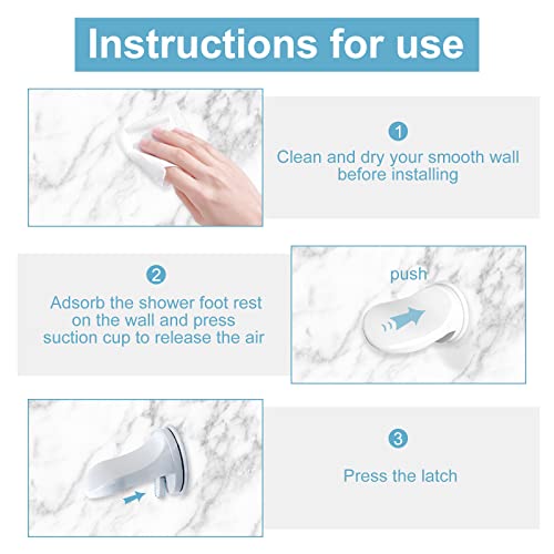 Andiker Shower Foot Rest, Bathroom Pedal with Suction Cup Shower Shaving Legs Aid, No Drilling for Home Hotel Bathroom Toilet Use (White)