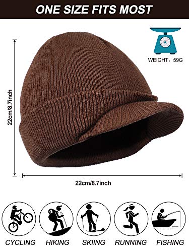 4 Pieces Winter Beanie Hat Winter Knit Hat Warm Ski Hat Thick Beanie Brim Cuff Beanie Cap for Men and Women