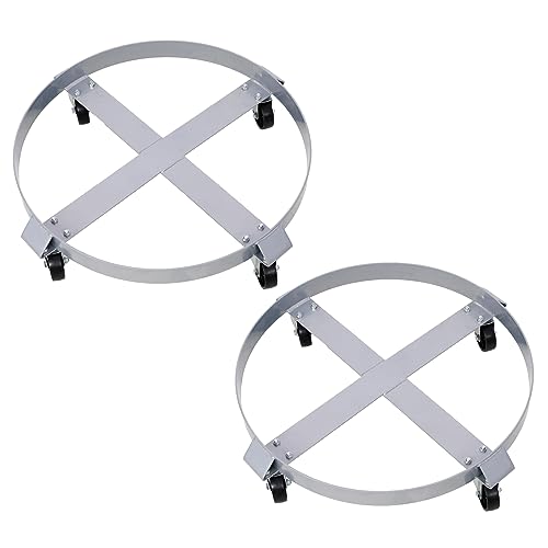 2Pcs 55 Gallon Drum Dolly, Hand Truck with 4 Swivel Caster Wheels, Cross Strap, Heavy Duty Steel Frame, Hand Truck for Factory, Workshop, Warehouse