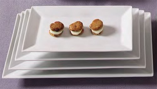 CAC China KSE-13 Kingsquare Porcelain Rectangular Platter, 11-1/2" x 6-1/4", Super White, Box of 12