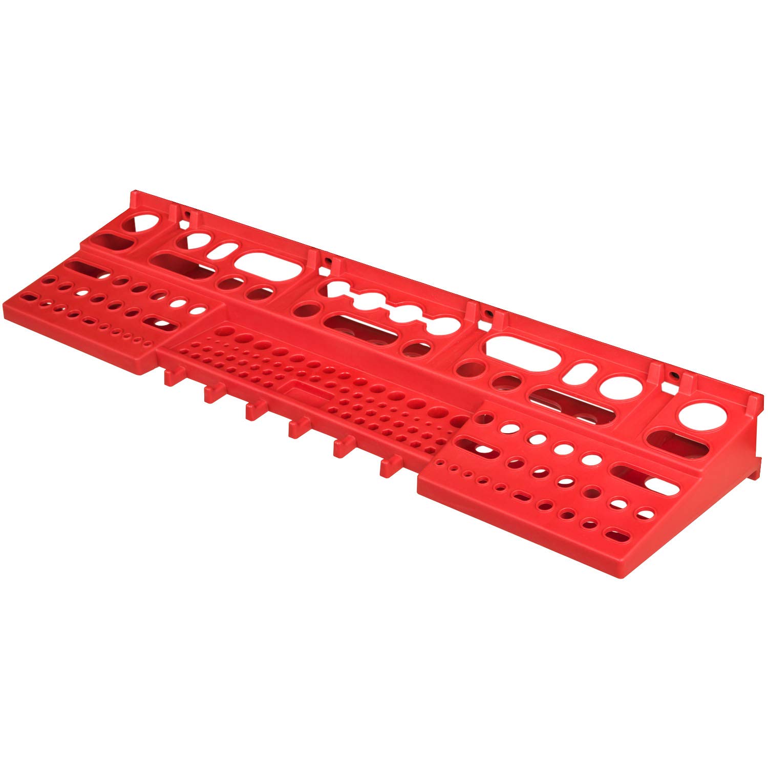 PAFEN Schüttenrega Storage System Workshop Shelving 1728 x 780 mm Wall Shelf with Tool Holder and 64 Stacking Boxes Wall Plates (Red/Blue/Black)