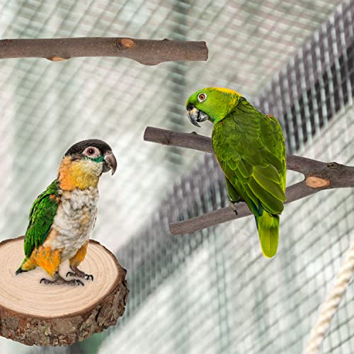 9 PCS Bird Perches Stand Toy, Natural Wood Parrot Perch Stand Bird Cage Branches Platform Accessories for Parakeets Cockatiels Conures Macaws Finches Love Birds