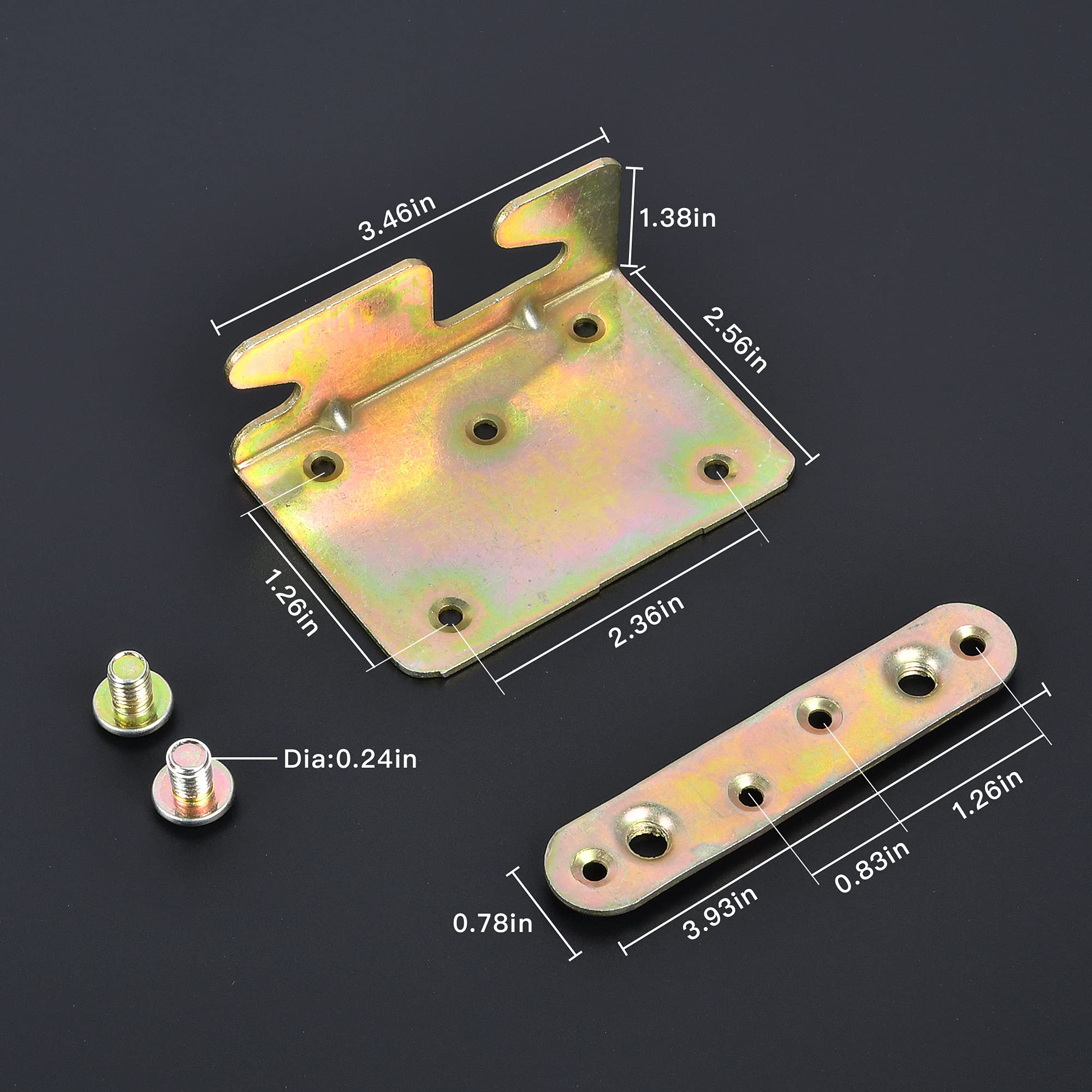 4 Sets Bed Rail Brackets Akamino Heavy Duty Non-Mortise Bed Rail Fittings with Screws for Connecting Wood, Headboards and Foot-Boards