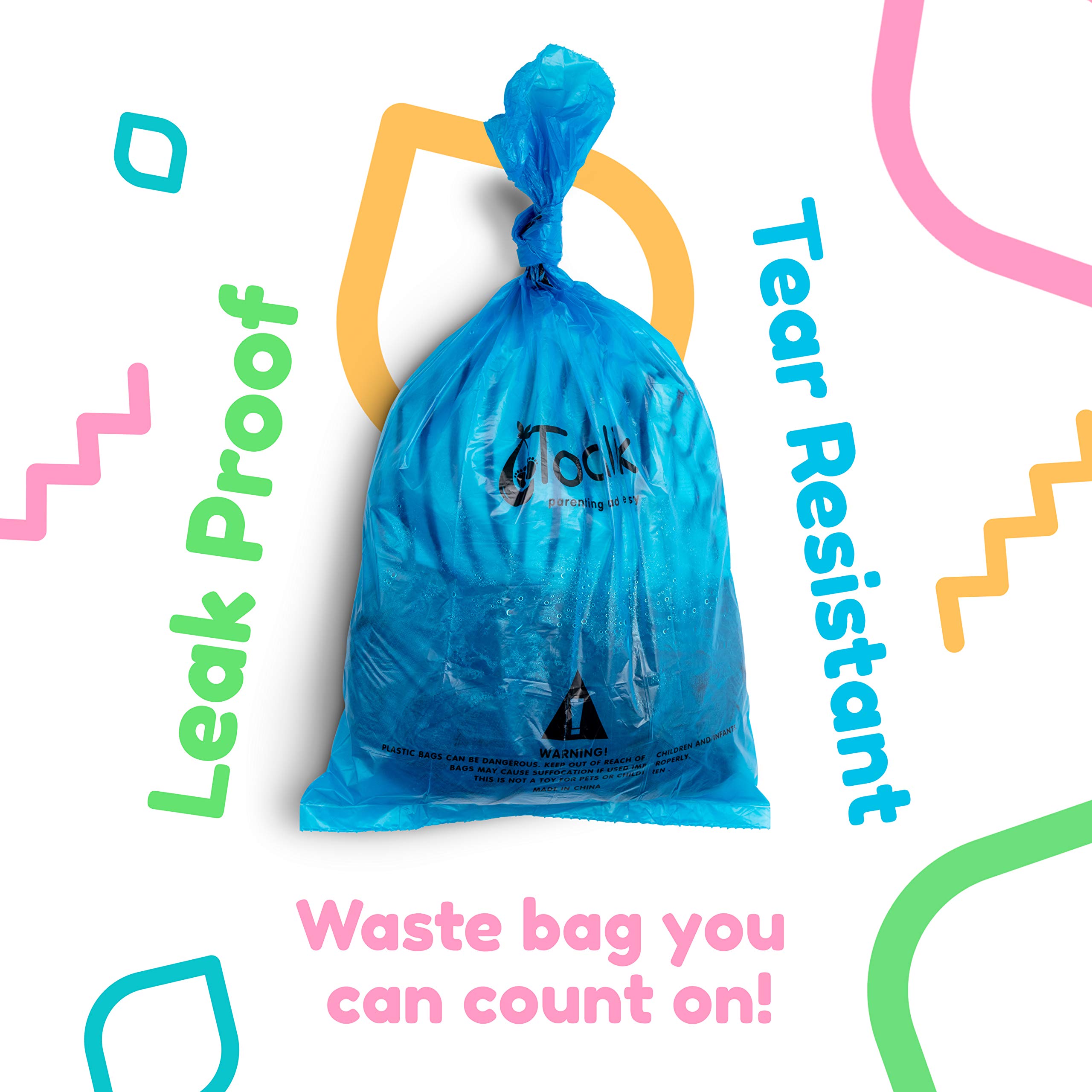 Toolik Diaper Bag Dispenser Refills Disposable Unscented Waste Bags (8 Rolls - 120 bags)