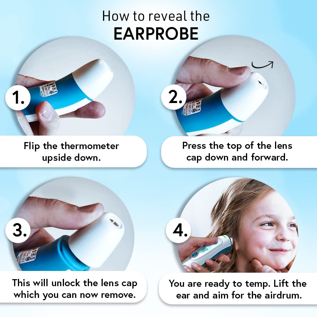 IPROVEN Digital Ear Thermometer for Adults, Kids and Babies [Fast, Accurate and Easy to Use] Ear and Forehead Mode, LED Display, Fever Alarm and 35 Memory Slots, iProven DMT-511