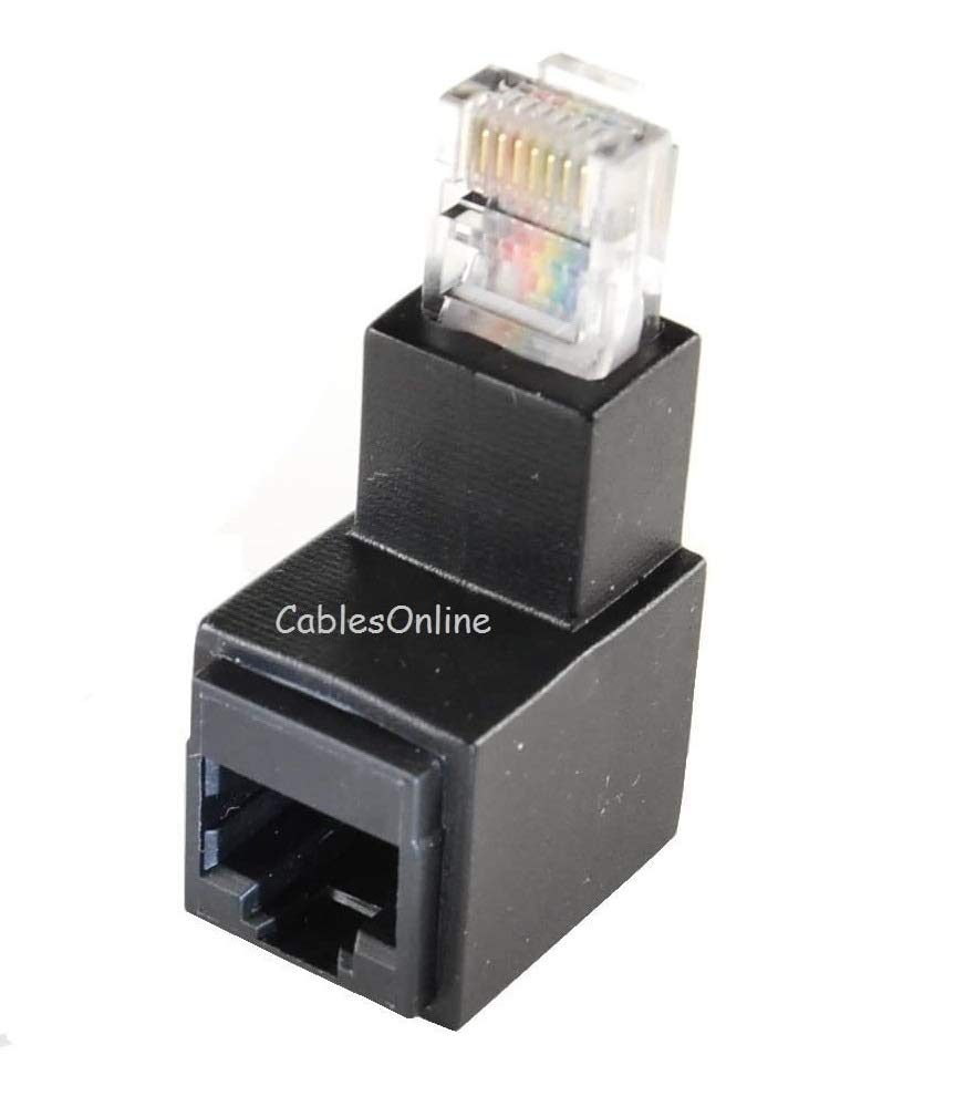 CablesOnline Cat5e/Cat6 RJ45 Ethernet Male/Female Right Angle Adapter. RJ45/ 8P8C Female to RJ45/ 8P8C Male, U-R45K