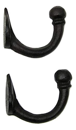 BSA Cast Iron Coat Hat Hooks 2.5 Inch Set of 2 Robe Stocking Hangers Antique Vintage Style