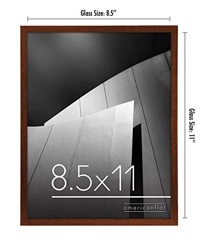 Americanflat 8.5x11 Picture Frame in Mahogany - Thin Border Photo Frame with Shatter Resistant Glass - Horizontal and Vertical Formats for Wall and Tabletop