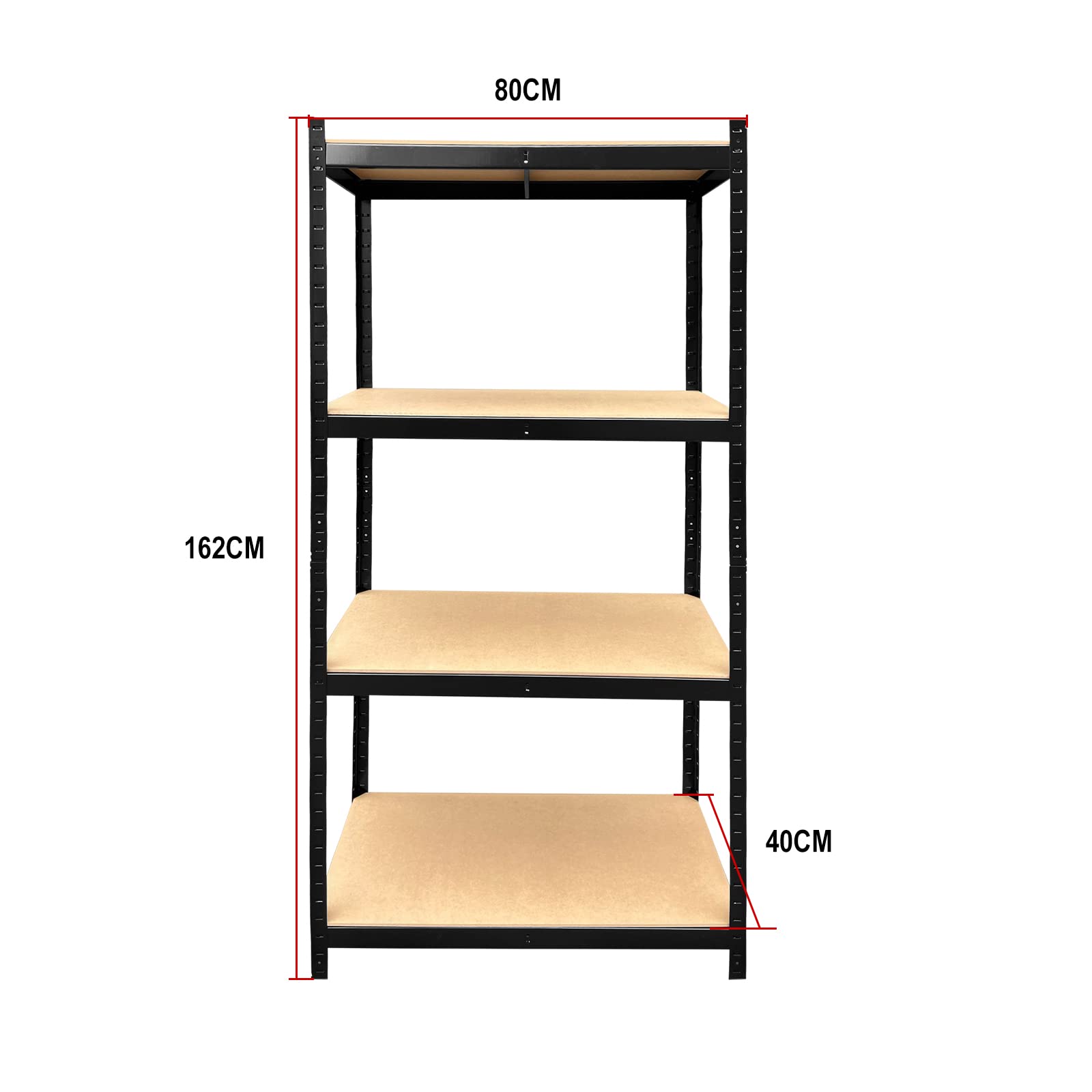 Height Adjustable 4-Shelf Shelving Unit Storage Rack Utility Rack Garage Shelves Display Rack Steel Boltless Rivet Rack, 64" H x 31" W x 16" D, Black