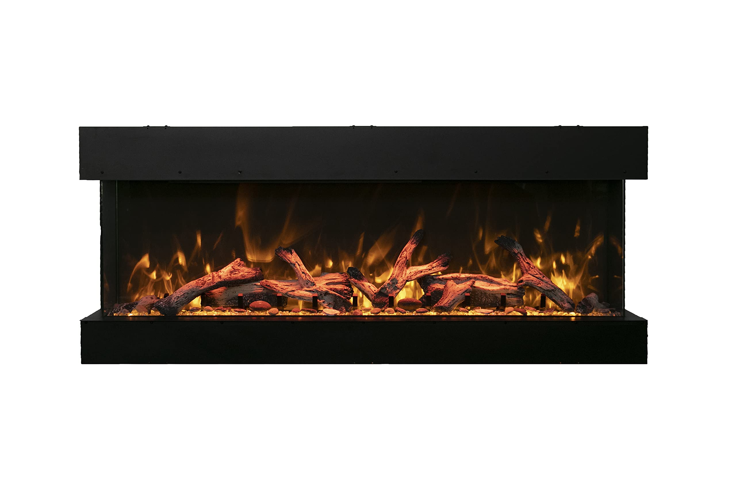 60-TRU-View-XL XT - 3 Sided Electric Fireplace 60 Inch, 3-Sided Glass Fireplace Heater w/Remote Control & 8H Timer, Thermostat, Black, Adjustable Brightness, Realistic Flame Effects