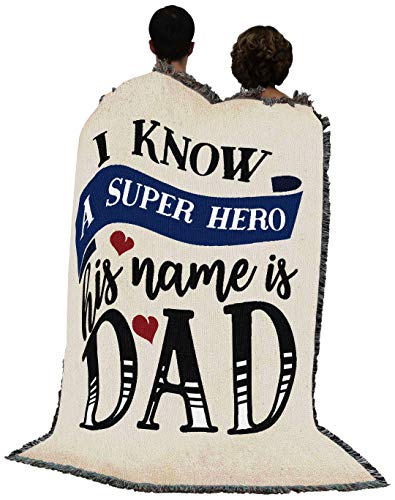 Pure Country Weavers I Know a Super Hero Name Dad Blanket - Gift Tapestry Throw Woven from Cotton - Made in The USA (72x54)