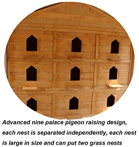 MYES Pigeon Shed, Large Wooden Loft Solid Dove House, Outdoor Pigeon Cage for Household Breeding (9-Nest Box W/Jumping Cage)