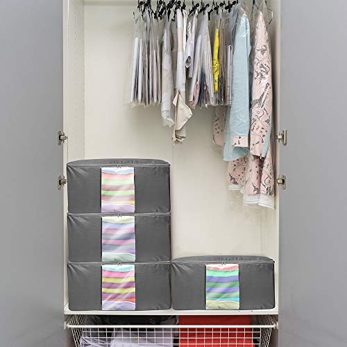 EZCASA Premium Large Capacity Storage Bag β Foldable Closet&Clothes&Blanket Organizer β Reinforced Handles with Durable Handles β For Comforter & Bedding (LARGE 55L)