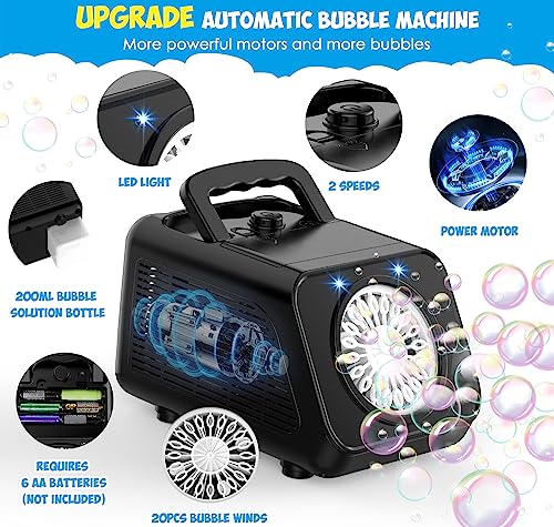 Bubble Machine, Automatic Bubble Blower with 20000+ Bubbles Per Minute, Portable Bubble Machine for Kids and Toddler with 2 Speed Levels, Outdoor Toys for Parties, Birthday, Wedding, Christmas