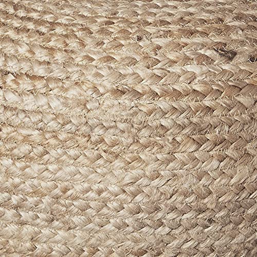 Decor Therapy Round Braided Natural Jute Woven Pouf Ottoman, 19" x 10"