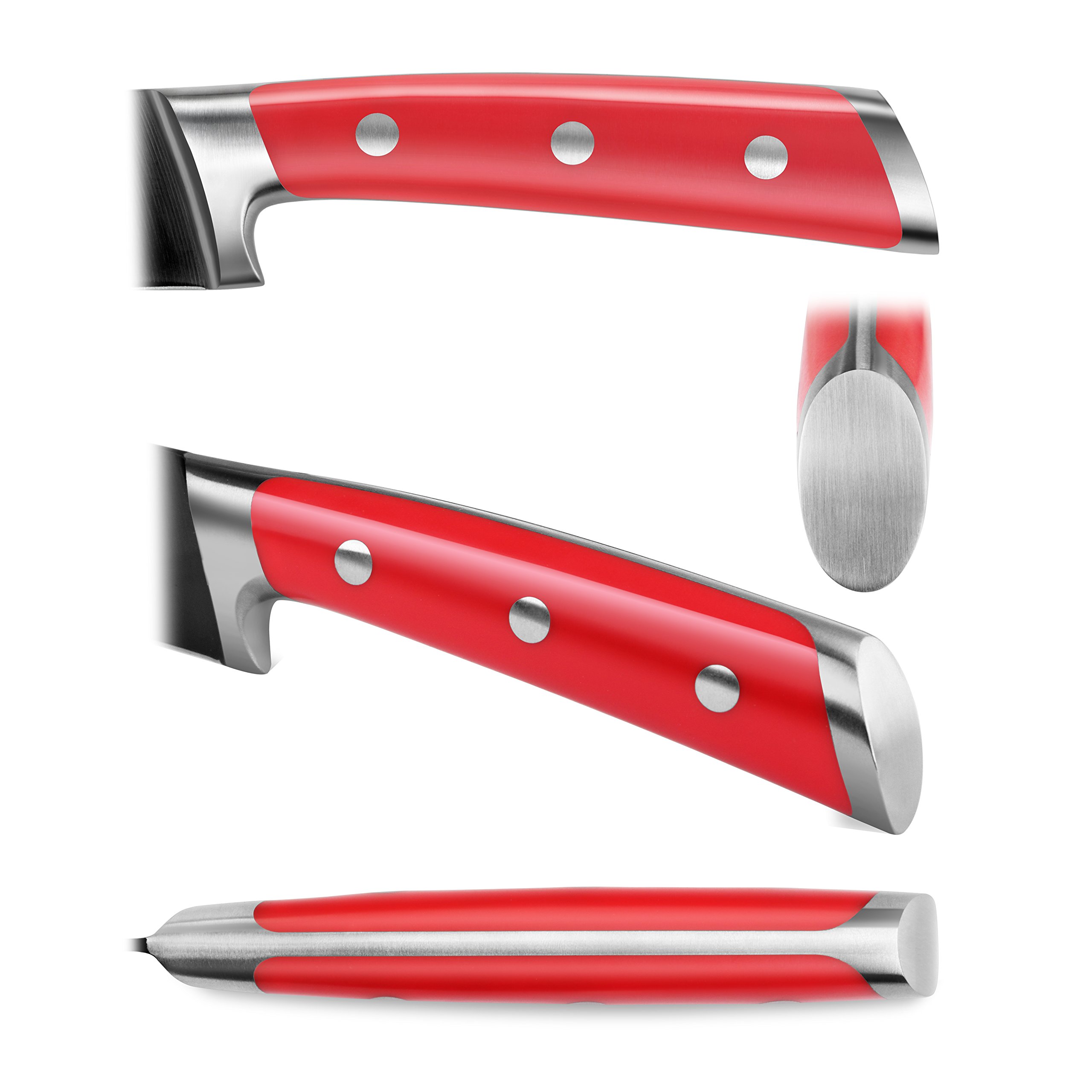 Cangshan S+ Series 1022131 German Steel Forged 2-Piece Titanium Coated Santoku Starter Knife Set with Sheaths, Jupiter Red