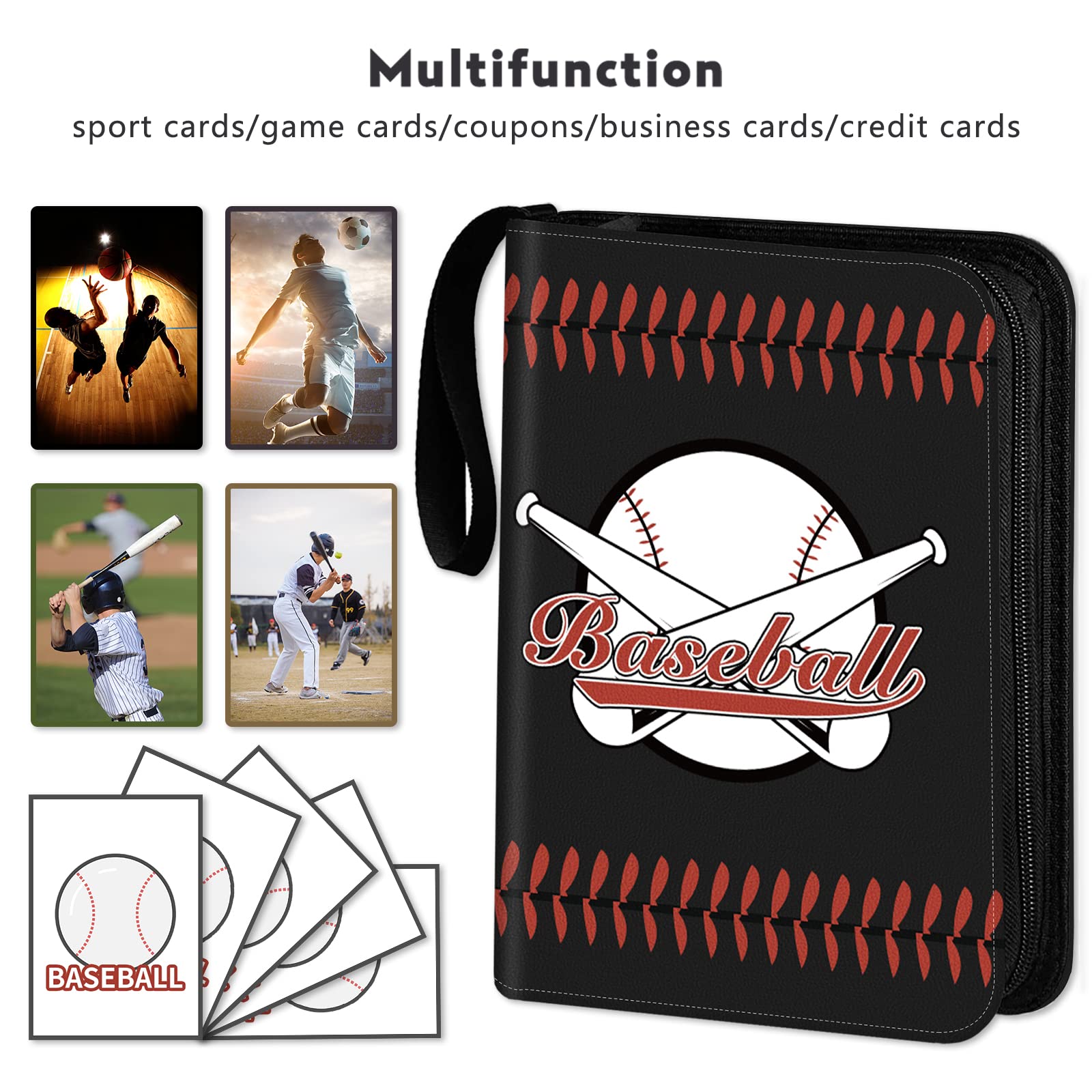 ANNOR Baseball Card Binder, 9-Pocket Trading Card Binder, Fits 720 Cards with 40 Removable Sleeves, 3 Ring Album for Card Collection Storage Christmas Gift for Child