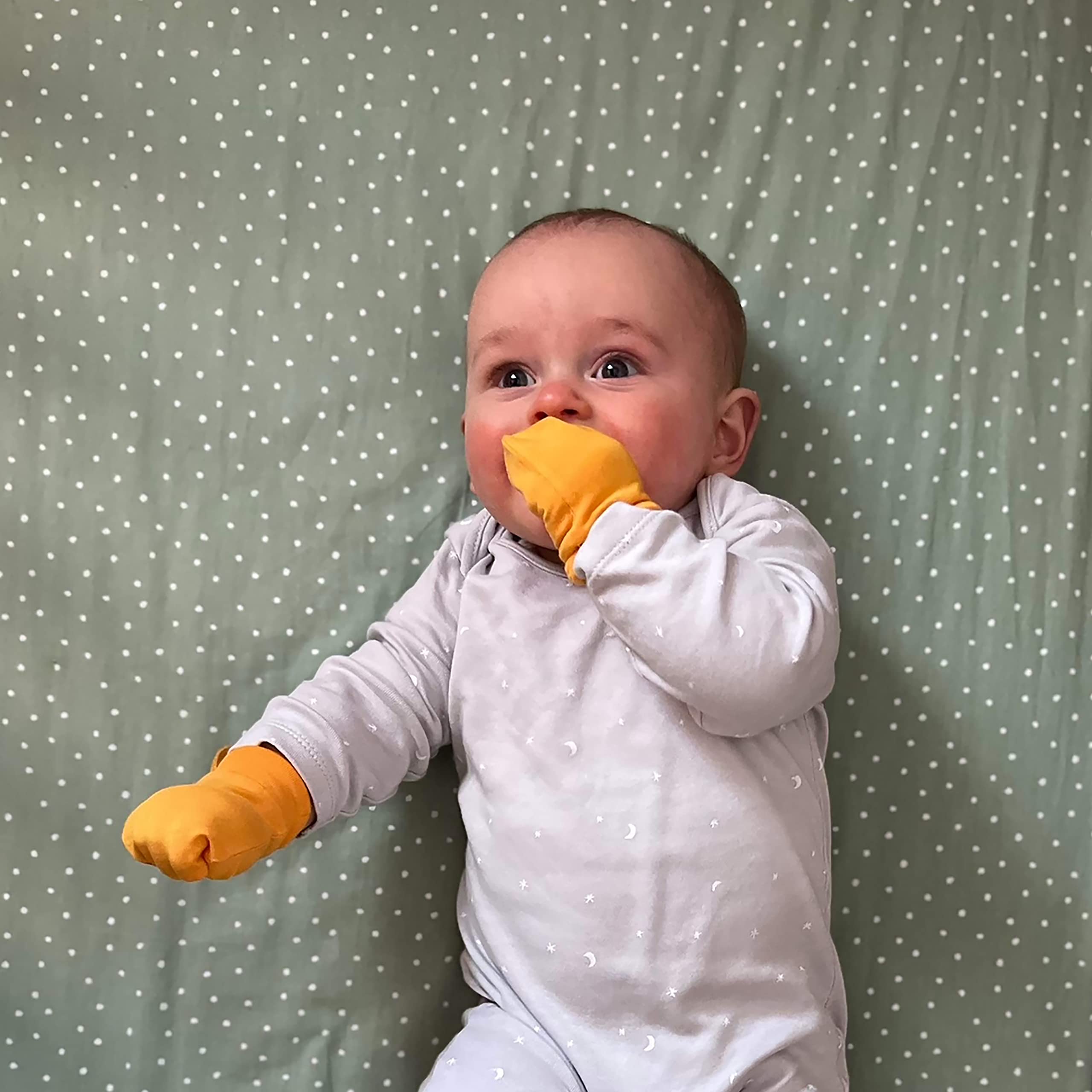 Bamboo Baby Mittens for Eczema, 0-6 Months, Baby Gloves for Dry Skin, Overnight Moisturizing Gloves, 3 Pairs