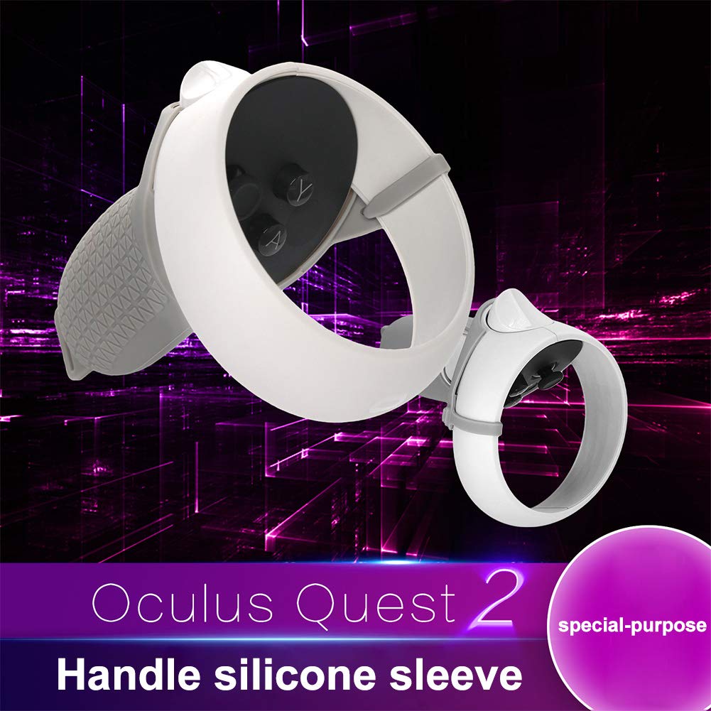 CALIDAKA 1pair Touch Controller Grip-Cover for Oculus Quest 2,Soft Silicone Anti-Throw Handle Protective Sleeve,VR Controller Grip Accessories