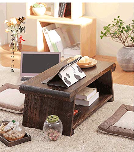 CHABUDAI Japanese Antique Tea Table Folding Legs Asian Floor Low Tea Table Wood (Middle: 68x35x28cm, ONE)