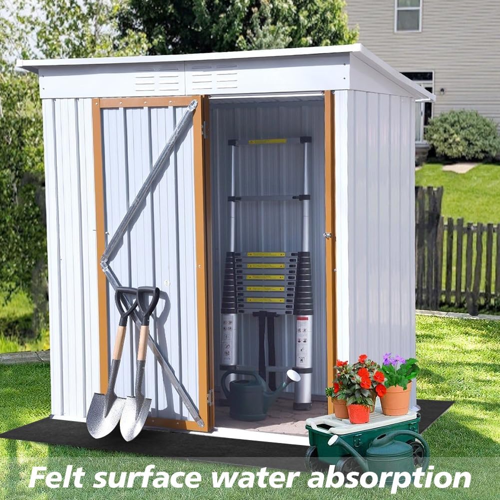 Hokoad 5.3 x 3.3 FT Outdoor Storage Shed Floor Mat, Waterproof Storage Shed Flooring Mat Anti-Slip Patio Furniture Floor Mat Washable with Non Slip Backing