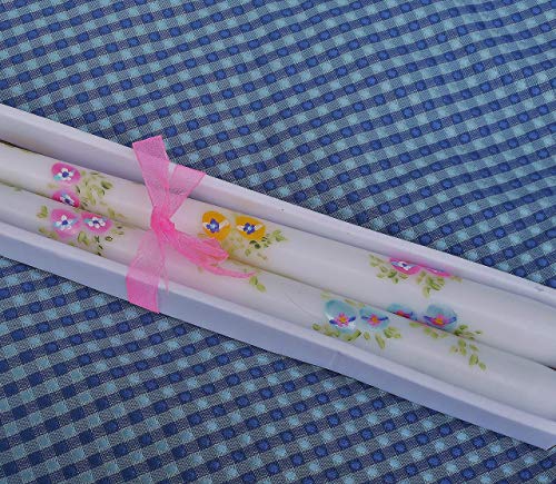 Decorative Hand Painted Pastel Easter Egg and Flowers Taper Candles Spring Decorations for the Home Table Decor