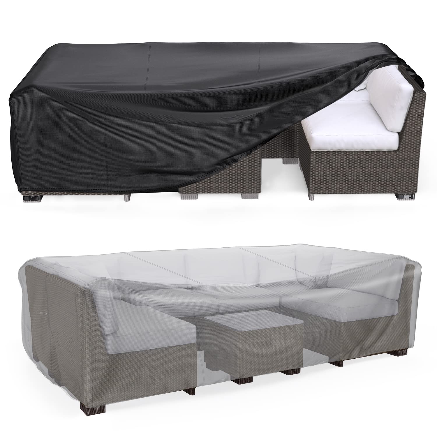Patio Furniture Set Cover Waterproof, Mrrihand Outdoor Sectional Sofa Set Cover Heavy Duty 600D Table and Chair Set Cover 74" L×47" W×28" H