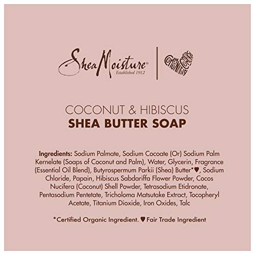 Sheamoisture Bar Soap for Dull, Dry Skin Coconut and Hibiscus Sulfate Free Soap Bar 8 oz
