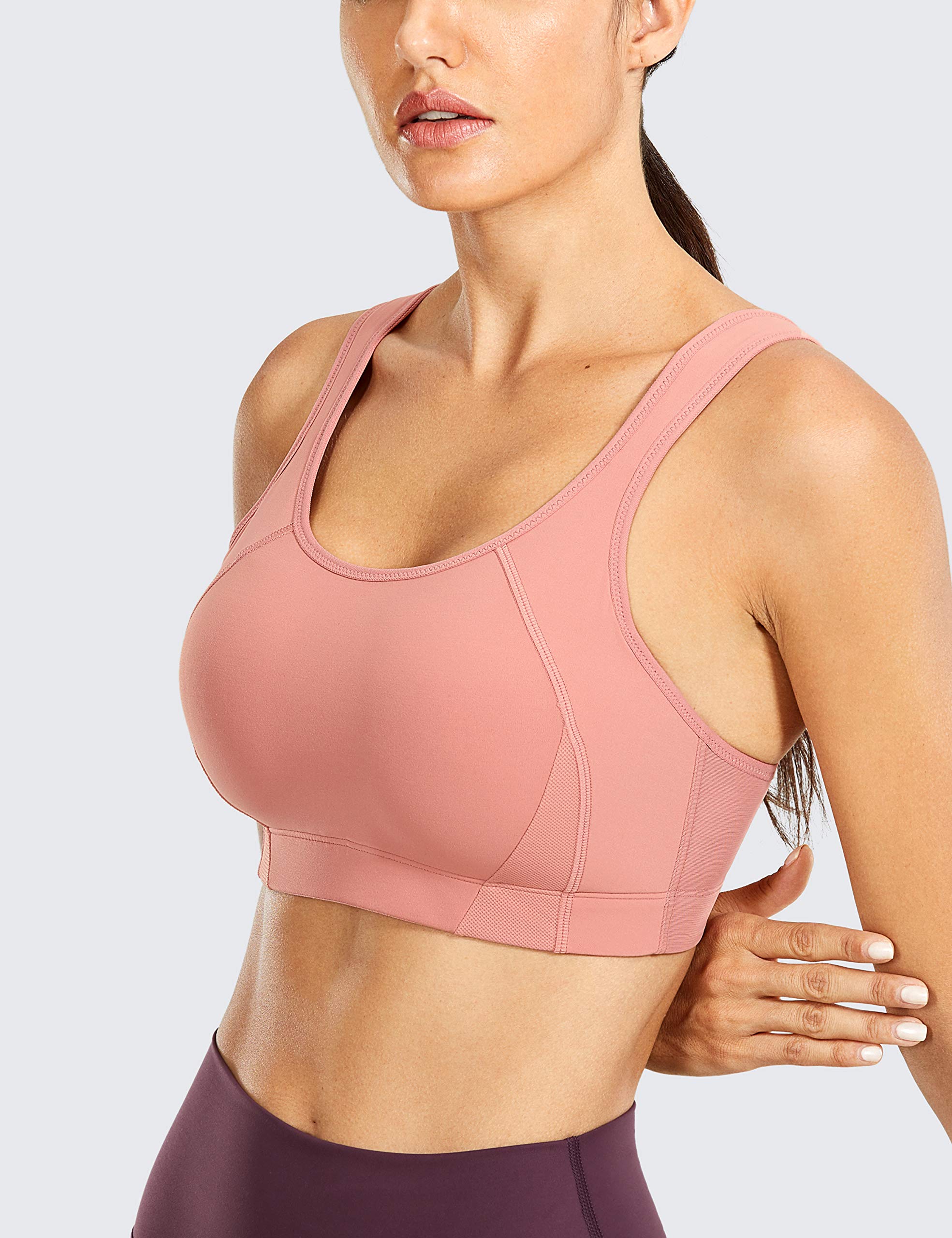 SYROKAN Full Coverage Sports Bras for Women High Impact Support Padded Bounce Control Wireless Plus Size Bras The New Moon 38DD