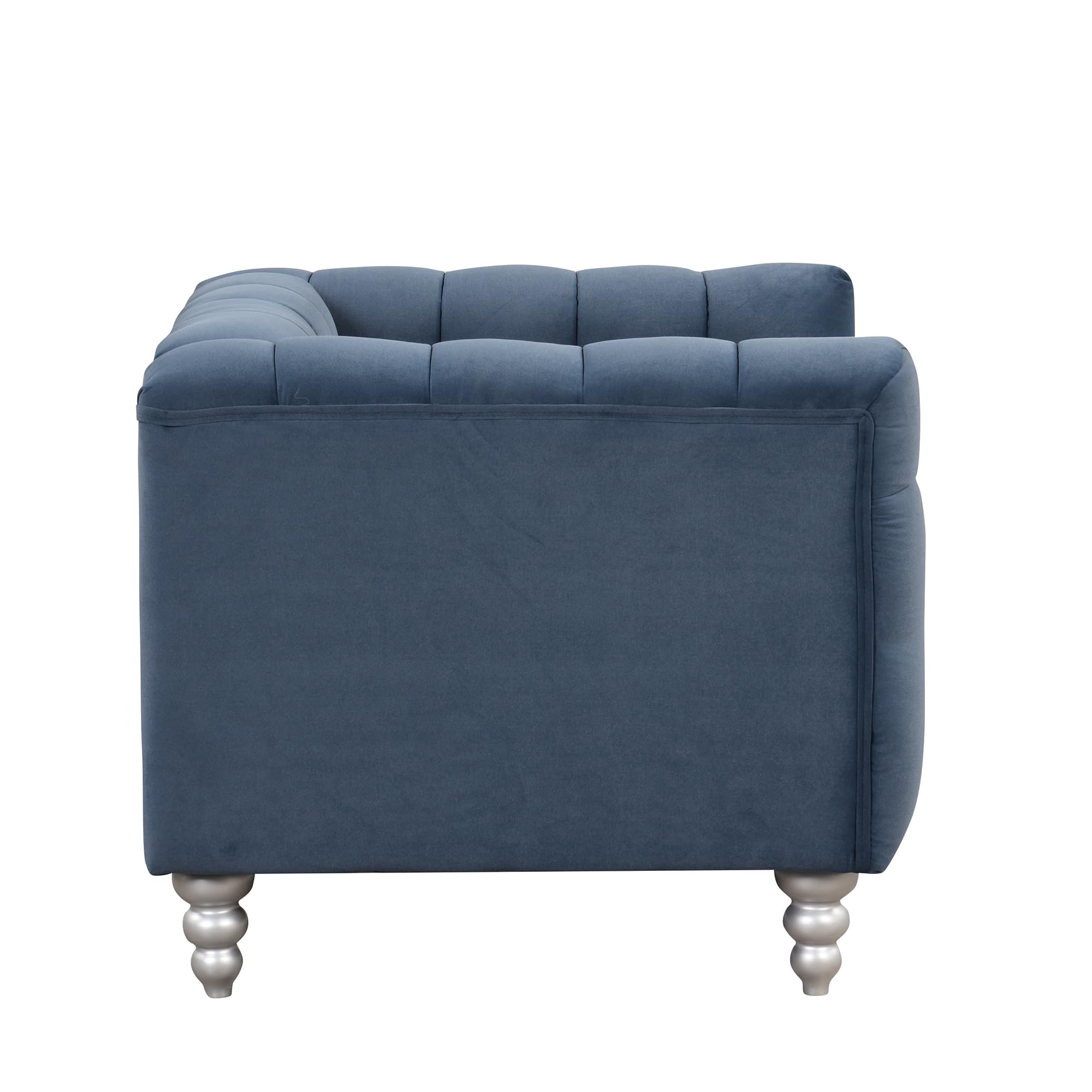 Merax, Blue 89" Modern Dutch Fluff Comfortable Upholstered Sofa Loveseat with Solid Wood Legs,Buttoned Tufted Backrest,Living Room Furniture