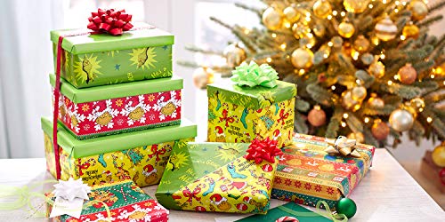 American Greetings 105 sq. ft. Christmas Wrapping Paper Bundle with Cut Lines, The Grinch (3 Rolls in. x ft.)